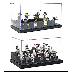 Ynotus Display Case for Minifigure Acrylic Display Box Action Figures Blocks Minifigure 3 Layers Movable Design Plastic Dustproof Storage Display Boxes Black