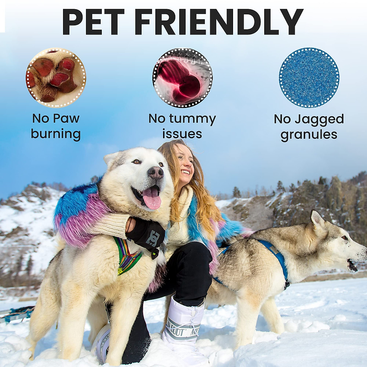 Peach Country Blue Emperor Ice Melt. Environmentally Friendly Ice Melter and Pet Safe Ice Melt Effective to temperatures of -15 Degrees Fahrenheit. Comes in a 50lb Bag.