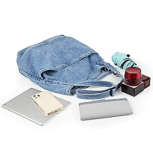 Ynport Jean Purse for Women Denim Purses and Handbags Retro Casual Large Hobo Bag Lightweight Travel Shoulder Crossbody Purse