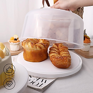 JOHOUSE Cake Carrier with Lid, White Round Cake Holder Cupcake Container with Dome for 11 Cupcakes 2 in 1 Portable Dessert Container for Cake Pie Muffin Cobbler