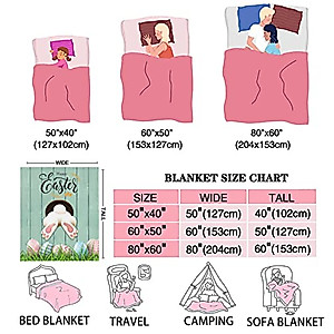 Abaysto Easter Throw Blanket for Kids Warm Plush Fleece Blanket Flannel Bed Blanket Bunny Tail Easter Eggs Rabbit Spring Flowers Lightweight Easter Blanket for Sofa Bed Couch 40"x50"