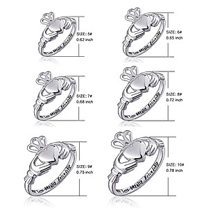 S925 Sterling Silver Love Loyalty Friendship Irish Ladies' Claddagh Ring Size 7