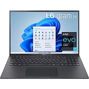 LG gram 16Z90P Laptop 16" IPS Ultra-Lightweight, (2560 x 1600), Intel Evo 11th gen Core i7, 16GB RAM, 256GB SSD, Upgradeable Windows 10 Home, Alexa Built-in, 2X USB-C, HDMI, USB-A - Black