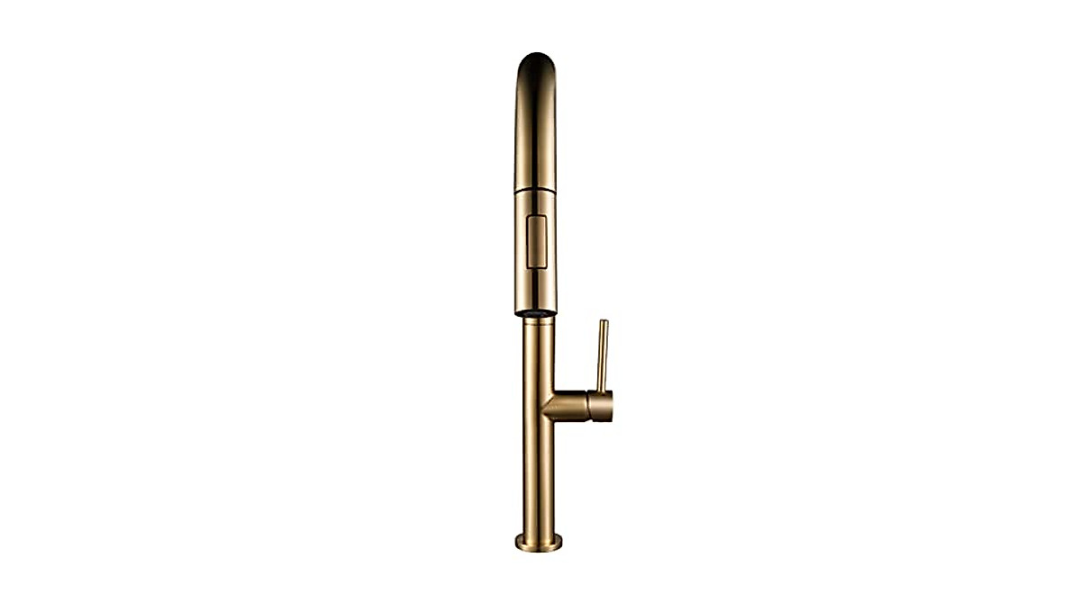 Fine Fixtures Satin Brass Pull-Down Kitchen Faucet | Modern & Durable