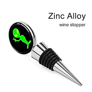 Alien Peace Sign Wine Bottle Stoppers Reusable Plug Wine Saver Corks for Beverage Holiday Party Kitchen Decorative