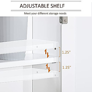 kleankin Wall Mounted Bathroom Medicine Cabinet with Double Mirrored Doors and Adjustable Interior Shelf, White