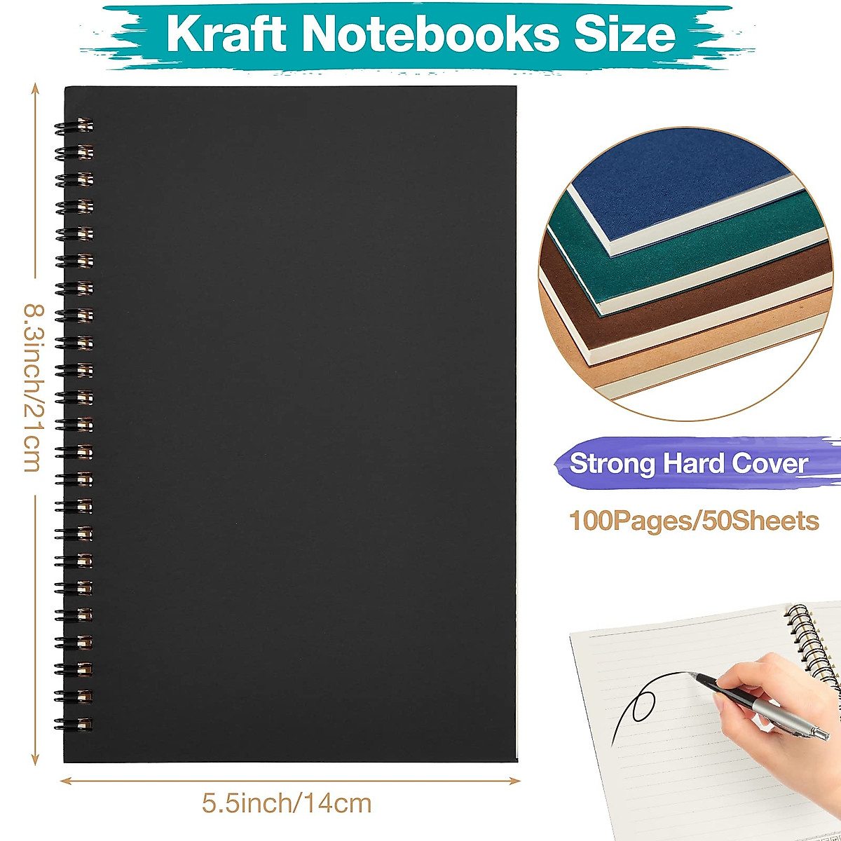 Leinuosen 18 Pack A5 Spiral Notebook Ruled Journal Notebook Notepad Sketchbook Hardcover Lined Notebooks Journals for Office School Supplies, 5.5 x 8.3