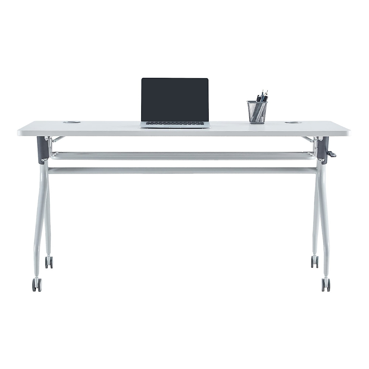 WorkPro® AnyPlace Flip-Top Nesting Training Table, 29-1/2"H x 60"W x 24"D, Light Gray/Silver