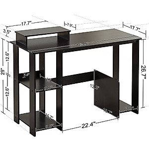 WOODYNLUX Computer Desk with Writing Storage-Shelf for Home-Office 43.4 inch Modern Simple Style Corner Laptop Table Desk for Writing Studying Working Gaming with Monitor Stand Space Saving.