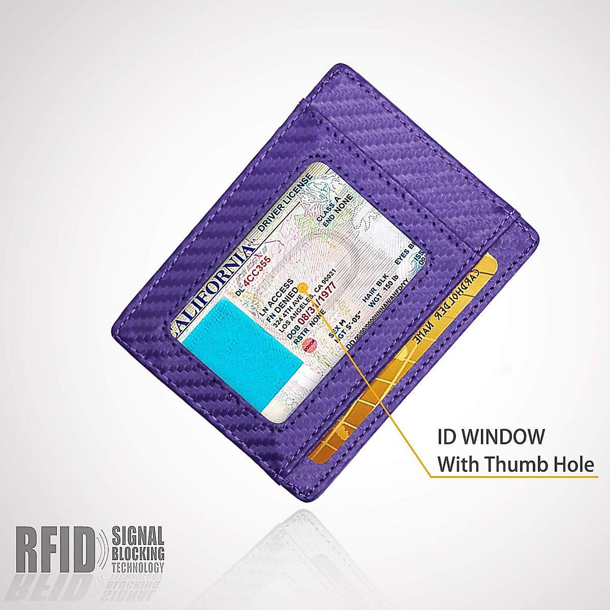 RUNBACH Slim Wallet,Minimalist Thin Front Pocket Leather Wallet RFID Blocking Secure Card Holder for Men Women,Gift-Boxed (Purple)