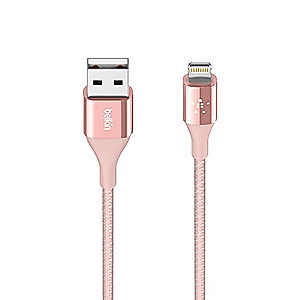 Belkin MIXIT DuraTek Lightning to USB Cable - MFi-Certified iPhone Charging Cable for iPhone 11, 11 Pro, 11 Pro Max, XS, XS Max, XR, X, 8/8 Plus and more (4ft/1.2m), Rose Gold