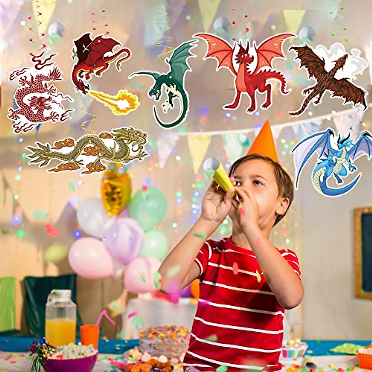 Dragon Party Decorations - 36 Pcs Multi-Color Dragon Theme Supplies