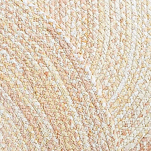 Safavieh Braided Collection Area Rug - 4' x 6' Oval, Beige with Pink Accents, Handmade Cotton, Country Cottage Style, Reversible, Ideal for Areas in Entryway Living Room Bedroom Kitchen (BRD452B)