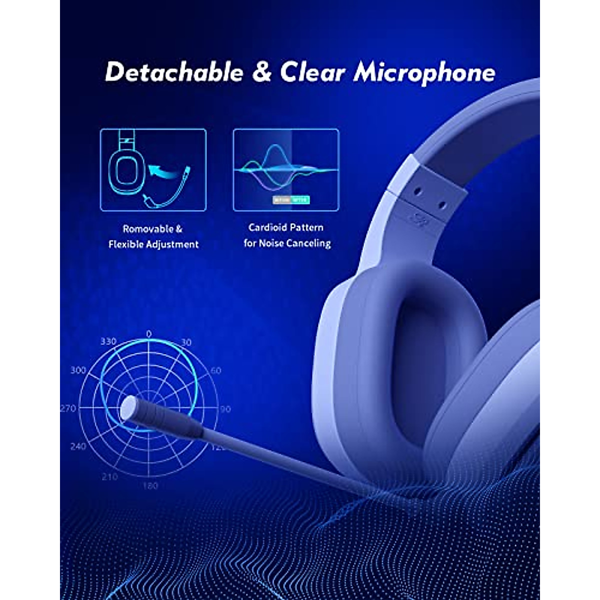 Jeecoo G80 Wireless Gaming Headset - 7.1 Surround Sound, Detachable Noise Canceling Mic, Low Latency 2.4G Wireless Gaming Headphones, Shining RGB - Works with PS4 PS5 PC Laptop Computers
