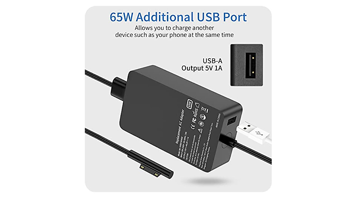 65W Surface Pro Charger for Fast Charging