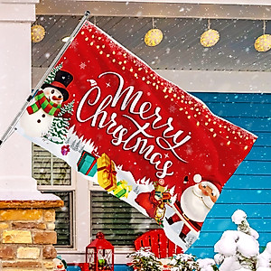 Tiamon Christmas Flag 3 x 5 Feet Double Sided Xmas Large Flag for Outside Santa Snowman Winter Holiday Polyester Flag Xmas Garden Yard Flag Christmas Welcome Signs Banner for Outdoor Yard Decoration