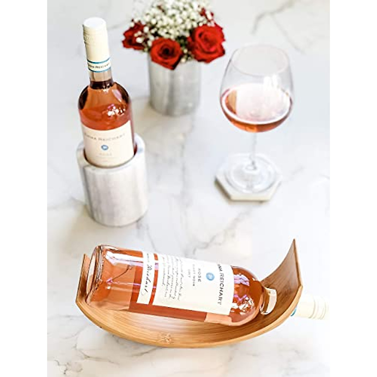 Kozy Kitchen Wine Bottle Rack, Organic Bamboo Wine Holder, Floating Wine Holder, Wine Bottle Holder, Wine Lover Gift, Bar Gifts (Bamboo- Single Bottle)