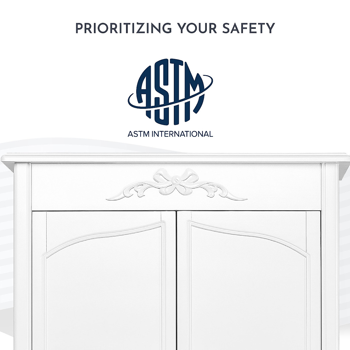 Evolur Aurora Armoire In Frost, Comes Fully assembled, Built Of Kiln-Dried Hardwood, Two Large Shelves, Spacious Storage