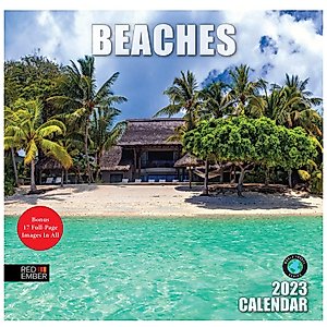 RED EMBER Beaches Jan - Dec 2023 Monthly Wall Calendar | Deluxe Edition - 5 Extra Full-Page Images & Extra Strength Hanging Hole | 12" x 24" Open | Thick & Sturdy Paper | Beautiful Tropical Vacation