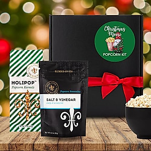 Christmas Movie Popcorn Kit - Half-Pound of Holipop Popcorn and Salt and Vinegar Seasoning