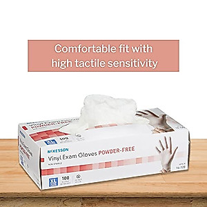 McKesson Vinyl Exam Gloves, Non-Sterile, Powder-Free, XL, 100 Count, 1 Box