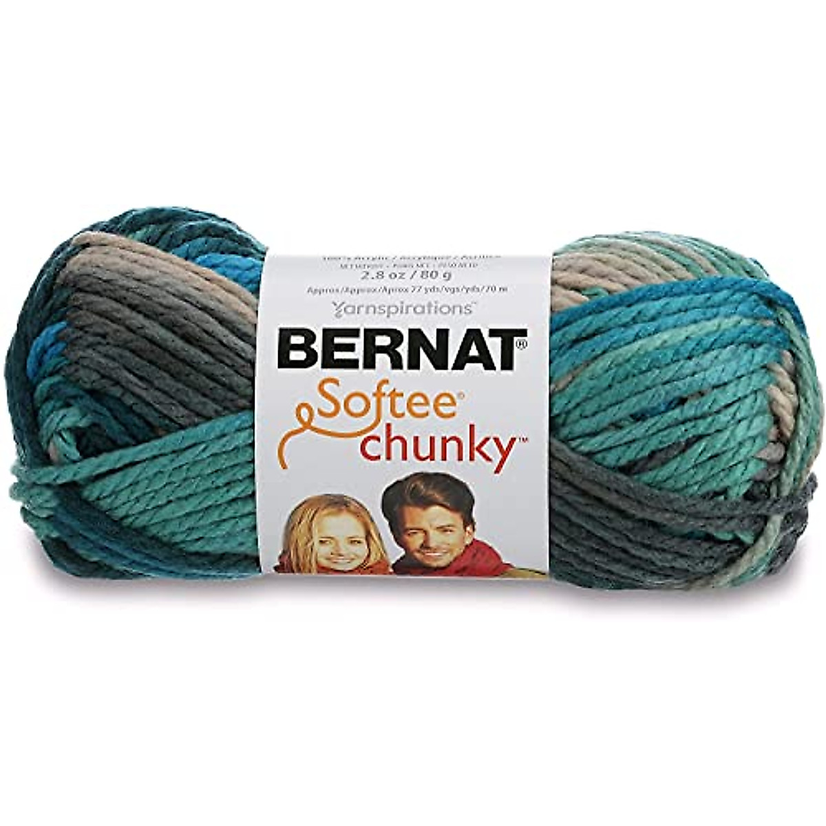 Bernat Softee Chunky Deep Waters Yarn - 3 Pack of 80g/2.8oz - Acrylic - 6 Super Bulky - 77 Yards - Knitting/Crochet