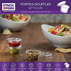 [200 Sets - 2 oz.] Small Plastic Containers with Lids, Jello Shot/ Condiment Cups, 2oz Dipping Sauce & Salad Dressing Container, Disposable Mini Portion Souffl, Ramekins, Pudding Cup