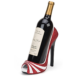Hilarious Home High Heel Wine Bottle Holder - Four Attractive Style Variations Available (Striped)