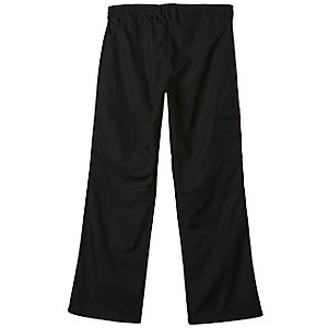 Cherokee Women's Low Rise Drawstring Cargo Scrub Pant, Black, Medium