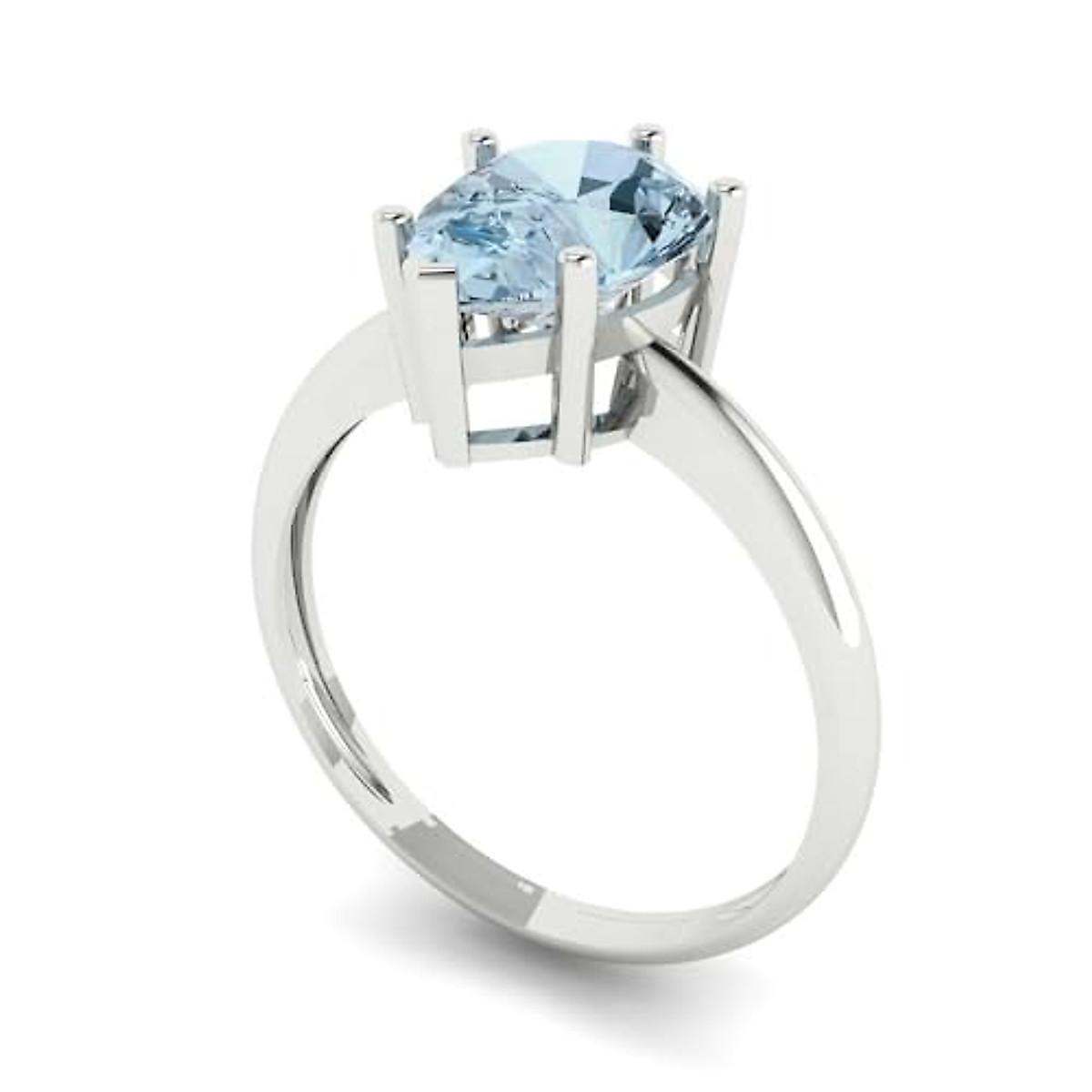 Clara Pucci 2.50 ct Pear Cut Custom Engraving Sky Blue Topaz Engagement Wedding Solitaire W/Accent Ring 18K White Gold for Women Size 8