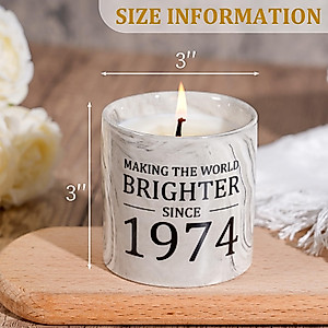50th Birthday Gifts for Her, Women - Making The World Brighter Since 1974 - Funny 50th Bday Gifts Idea - 50th Birthday Decorations for Her, Him - 6oz Lavender Decor Ceramics Candle