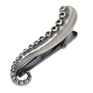 MENDEPOT Octopus Limb Tie Bar Burnished Silver Tone Octopus Limb Tie Clip In Box
