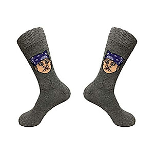 Balanced Co. Prison Mike Dress Socks Michael Scott Funny Socks Crazy Socks Casual Cotton Crew Socks (Gray)