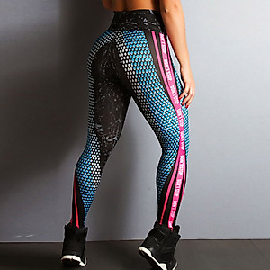 F_Gotal Womens Yoga Pants High Waist Tummy Control Digital Print Stretchy Workout Leggings Fitness Gym Jogger Sweatpants Multicolor