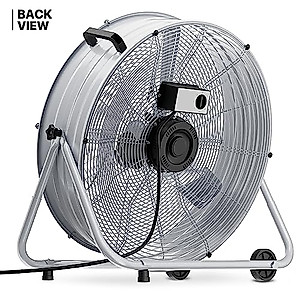 mollie 25 Inch Industrial High Velocity Floor Drum Fan with 3 Speed Heavy Duty Metal Adjustable Tilt Portable Air Circulator for Home Bedroom Garage Commercial Use, 5270 CFM, Silver