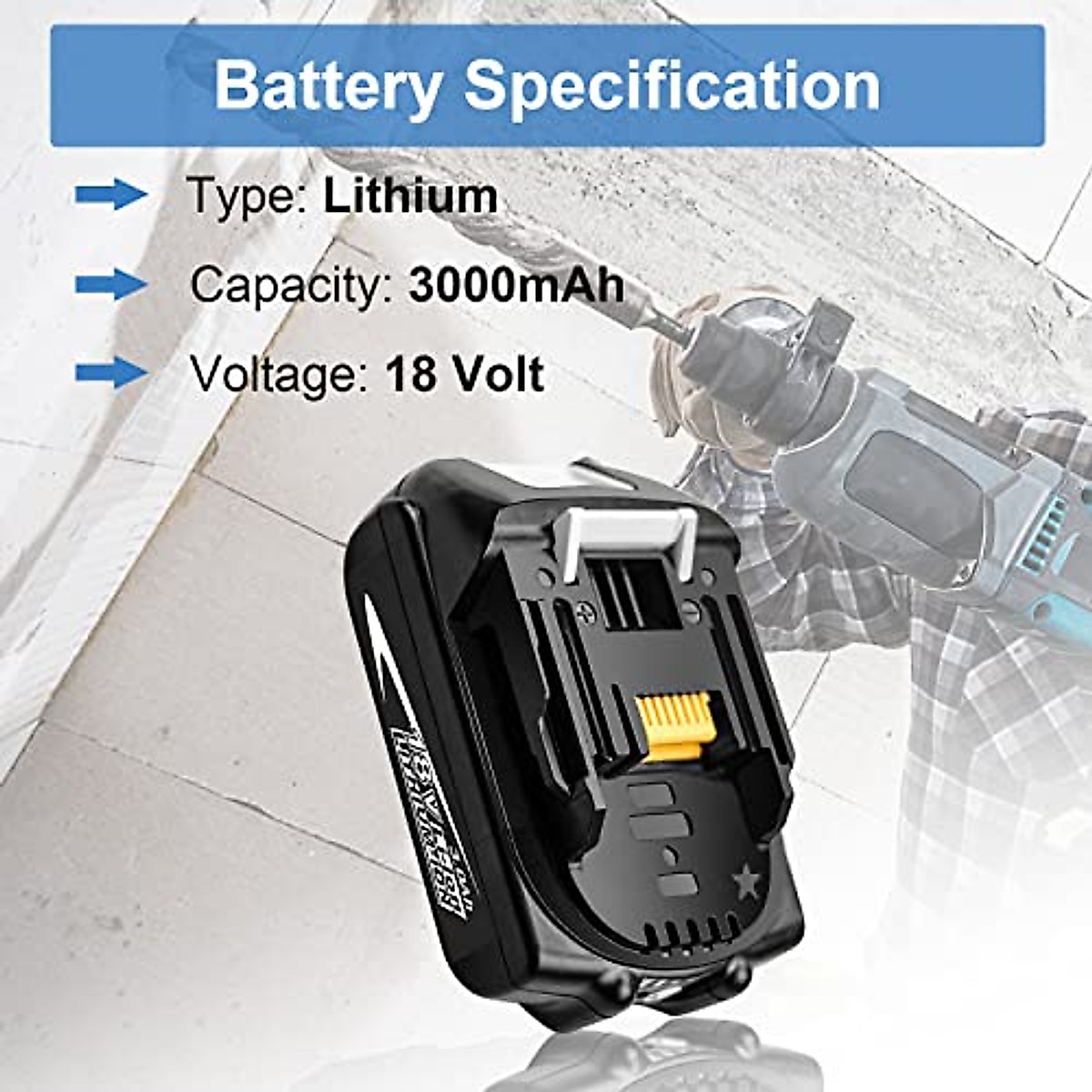 2-Pack BL1830B 18 Volt 3.0Ah Lithium-ion Replacement Battery Compatible with Makita 18V Battery BL1815 BL1820 BL1820B BL1835 BL1840 BL1850 BL1860 LXT400 Cordless Power Tools Batteries
