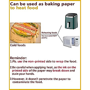 Katbite 100 Pcs Sandwich Wrapping Paper, Deli Paper Sheets 12x12 inch Food Basket Liners, Grease Proof & Non-stick Baking Parchment Paper is Perfect for Home, Picnic, Tray, Wrap, Burger and Burrito