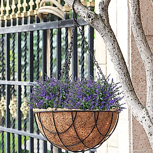 OLYYTAO Artificial Flowers Plants Outdoor Decoration - UV Resistant Plastic Flowers for Outside Faux Plants for Home Garden Decor (10, Lavender Purple)