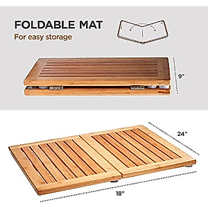 Bambüsi Premium Bathtub Tray Caddy and Bamboo Shower Floor Mat