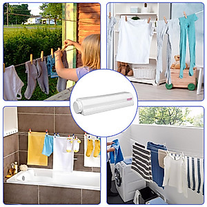Lwuey Retractable Outdoor Clothesline, Indoor Extendable Clothesline Wall Mounted Flexible Clothes Dryer Adjustable Household Telescopic Hanger Rope Hanging Drying Rack Laundry Bathroom(Four Ropes)