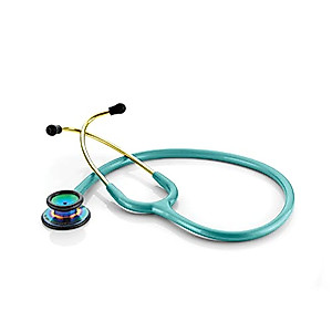 ADC 603IMCA Adscope 603 Premium Stainless Steel Clinician Stethoscope with Tunable AFD Technology, Lifetime Warranty, Iridescent Metallic Caribbean