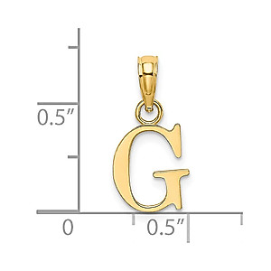 Solid 14k Yellow Gold G Block Initial Letter Alphabet Charm Pendant