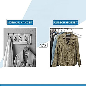 USTECH Strong Metal Clothes Hanger Set | Heavy Duty Coat, Pant, and Suit Standard Hangers | Keep Your Clothes Organized and Wrinkle-Free | Pack of 48