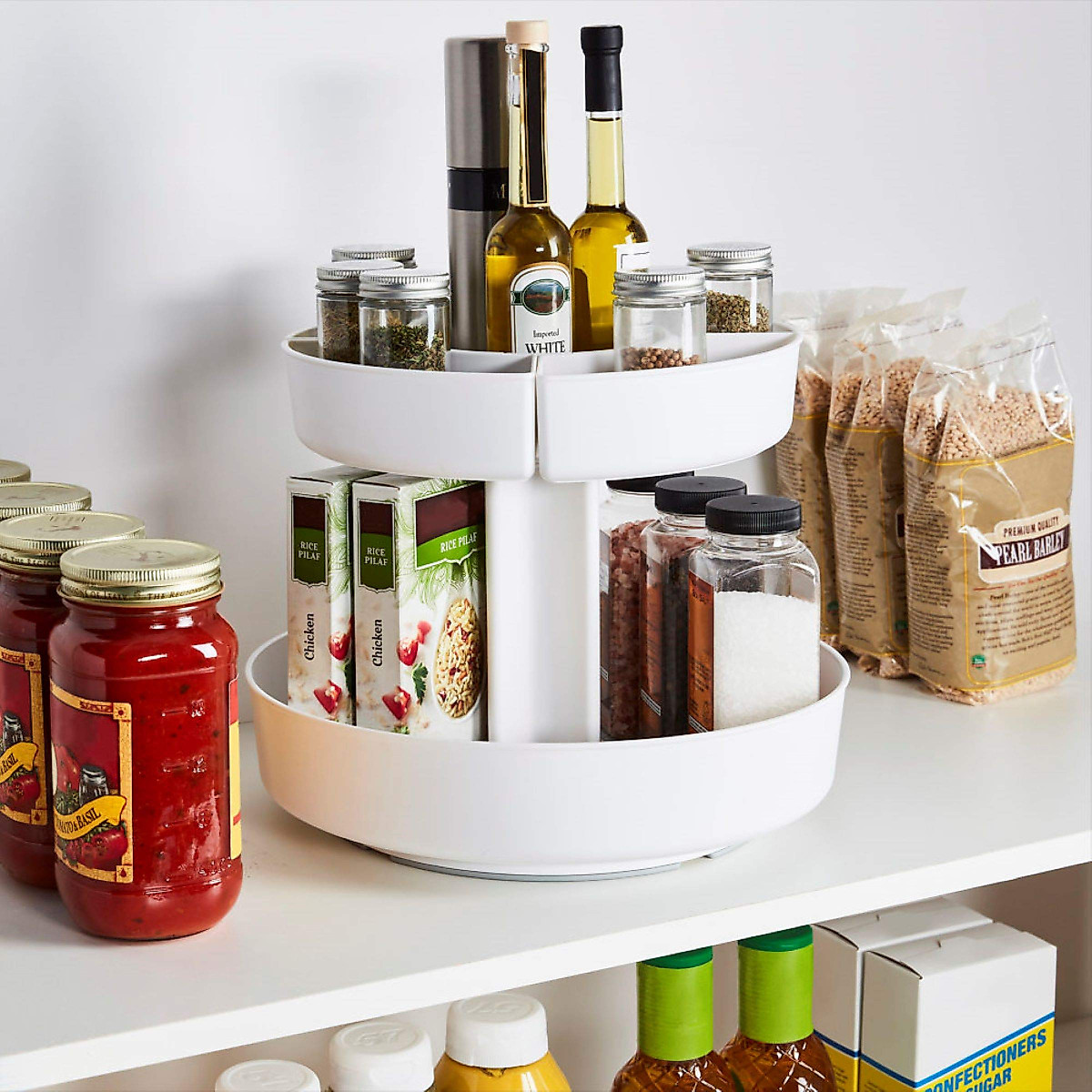 Copco 5254097 Cabinet Organizer, Two Tier, White With Gray Liner