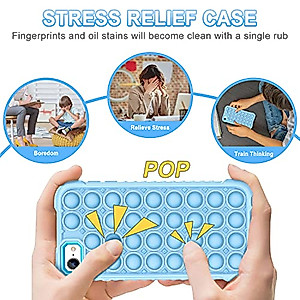 Lamcase for iPod Touch 7/6/5 Case, Push Pop Bubble Stress Relief Cute Funny Design Soft Silicone Three Layer Shockproof Protective Girls Women Cover for iPod Touch 5/6/7th Generation, Blue