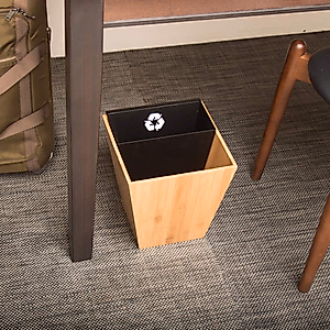 Dual Divided Trash Can with Removable Inner Bin for Separating Trash from Recycling. Great for Home Offices, Desks, Work from Home - Crafted from Eco-Friendly Bamboo