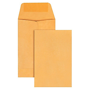 #1 Coin and Small Parts Envelope with Gummed Flap for Home or Office Use, 28 lb. Brown Kraft, 2-1/4 x 3-1/2, 500 per Box (50162)