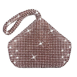 CROWN GUIDE Women's Vintage Evening Bags Clutches Bling Beaded Wedding Party Gowns Formal Prom Purses Handbags With Wristlet Champagne