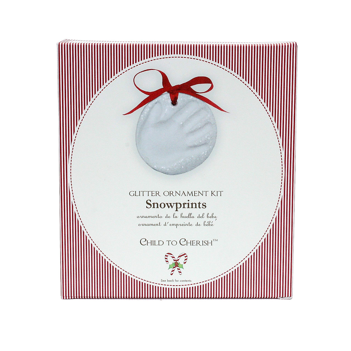 Child to Cherish Snowprints Glitter Baby's First Christmas Handprint or Footprint Ornament Kit
