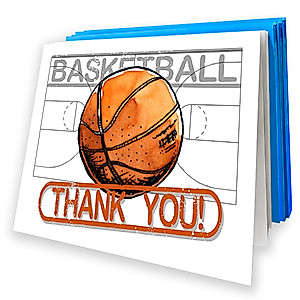 Play Strong Basketball Thank You Note Cards 12-Pack (4.25"x5.5") Illustrated Sports Powercard Note Card Set 12-Pack Perfect for Basketball Players, Coaches, Fans and Fanatics - They'll Love 'Em!